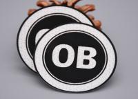China White Tatami Fabric Heat Transfer Labels with Black Silicone Logo for Garments for sale