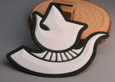 China Custom TPU Embossed White Logo Heat Transfer Labels for Clothing 145-155C for sale