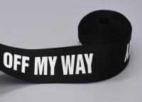 China Clothing Custom 20mm Black Polyester Webbing White Logo Screen Printed Labels for sale
