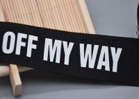 China Clothing Custom 20mm Black Polyester Webbing White Logo Screen Printed Labels for sale