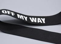 China Clothing Custom 20mm Black Polyester Webbing White Logo Screen Printed Labels for sale