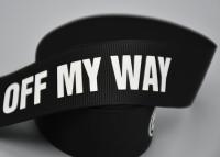 China Clothing Custom 20mm Black Polyester Webbing White Logo Screen Printed Labels for sale