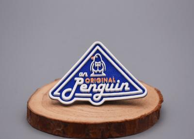 China Hot Melt Adhesive Printed Silicone Clothing Labels Customized Twill Back for sale