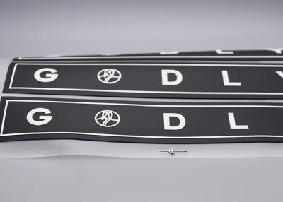 China Black Silicone Printing White Logo Elastic Drawstring Cord Heat Transfer Label for sale