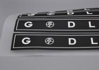 China Black Silicone Printing White Logo Elastic Drawstring Cord Heat Transfer Label for sale