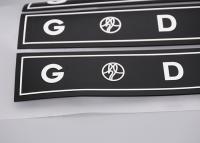 China Black Silicone Printing White Logo Elastic Drawstring Cord Heat Transfer Label for sale