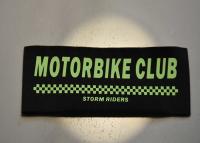 China 0.2mm Logo Silicone Clothing Labels Printed On Black Polyester Cloth for sale