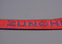 China Customized 35mm Jacquard Raised Logo Loose Elastic Band for Clothing for sale