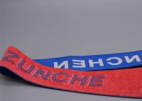China Customized 35mm Jacquard Raised Logo Loose Elastic Band for Clothing for sale