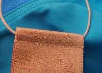 China 3.8cm Ribbon Fabric Clothing Hang Tags with Raised Screen Printing - Custom Logo, 500 MOQ, Oeko-Tex Certified for sale