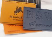 China Custom Laser Engraved Leather Patches with 3D Raised Logos - 500pcs MOQ, 7-10 Day Production for sale