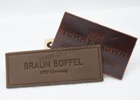 China Custom Debossed Leather Patches with Hot Stamped Logo - 500pcs MOQ, 7-10 Day Production for Garment Branding for sale