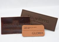China Custom Debossed Leather Patches with Hot Stamped Logo - 500pcs MOQ, 7-10 Day Production for Garment Branding for sale