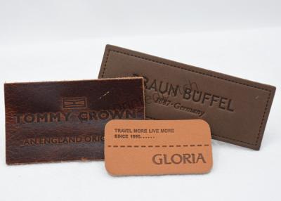 China Custom Debossed Leather Patches with Hot Stamped Logo - 500pcs MOQ, 7-10 Day Production for Garment Branding for sale