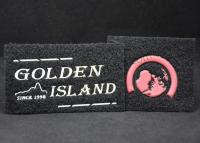 China 2D 0.5mm Silver Embossed High-Frequency Patches with Black Female Velcro Backing for Garments for sale