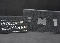 China 2D 0.5mm Silver Embossed High-Frequency Patches with Black Female Velcro Backing for Garments for sale