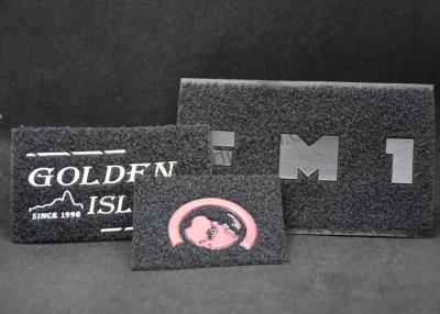 China 2D 0.5mm Silver Embossed High-Frequency Patches with Black Female Velcro Backing for Garments for sale