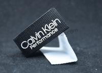 China 0.4mm Silicone Rubber Flag Labels on Black Polyester Tape for Parka Jackets - 140°C-160°C Heat Transfer for sale