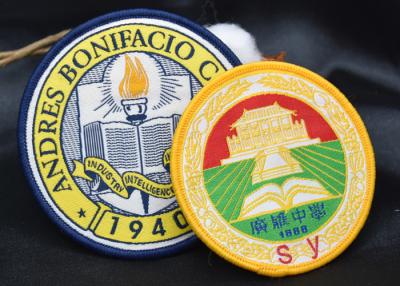 China Custom Embroidered Patches 70mm Eco-Friendly OEKO-TEX Certified Iron-On Sew-On Clothing Labels for sale