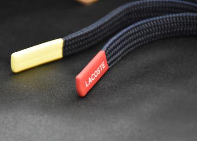 China L120cm Nylon Drawstring Cord with Logo Printed Matte Silicone Tips for Hoodies and Sweatpants for sale