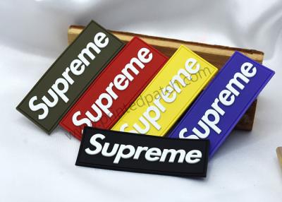China Custom Embossed PVC Rubber Labels with Supreme Logo - OEKO-TEX Certified, 500pcs MOQ, 15-Day Delivery for sale