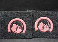 China 2D 0.5mm Silver Embossed High-Frequency Patches with Black Female Velcro Backing for Garments for sale