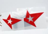 China Red Hollow Star Shape Heat Transfer Labels - 155-160°C Application, 4-5kg Pressure, Custom Patches for Sportswear for sale