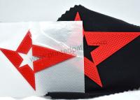 China Red Hollow Star Shape Heat Transfer Labels - 155-160°C Application, 4-5kg Pressure, Custom Patches for Sportswear for sale
