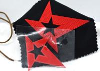 China Red Hollow Star Shape Heat Transfer Labels - 155-160°C Application, 4-5kg Pressure, Custom Patches for Sportswear for sale