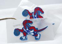 China Custom Embossed Dinosaur Heat Press Labels 15S Hot Melt Glue Silicone Clothing Labels for sale