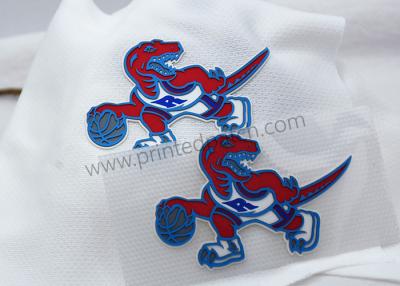 China Custom Embossed Dinosaur Heat Press Labels 15S Hot Melt Glue Silicone Clothing Labels for sale
