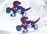China Custom Embossed Dinosaur Heat Press Labels 15S Hot Melt Glue Silicone Clothing Labels for sale