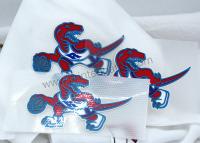 China Custom Embossed Dinosaur Heat Press Labels 15S Hot Melt Glue Silicone Clothing Labels for sale