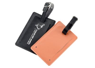China PU Leather Travel Luggage Tag Customized Silk Screen Printing Logo Baggage Tag for sale