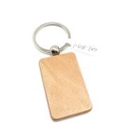 China Eco Friendly Personalized Wooden Keychain Engraving Customizable Gift In Natural Wood for sale