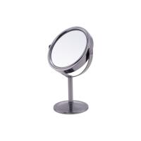 China Elegant Silver PU Leather Beauty Vanity Table Mirror / Makeup Table Top Mirror With 2X Magnification for sale