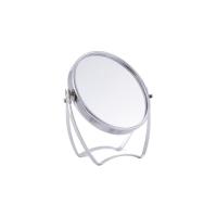 China Silver PU Leather LED Cosmetic Table Top Mirror With Rotatable Function for sale