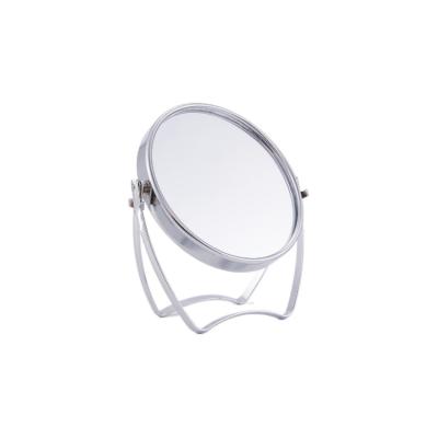 China Silver PU Leather LED Cosmetic Table Top Mirror With Rotatable Function for sale