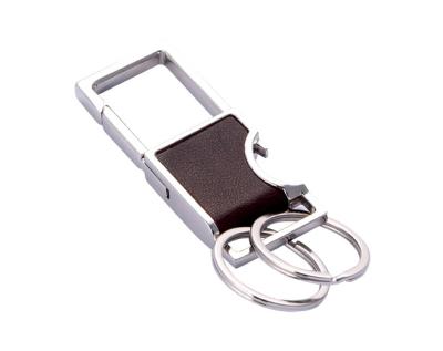 China Customized Embossed Leather Keychain Holder In Polybag Packaging for sale