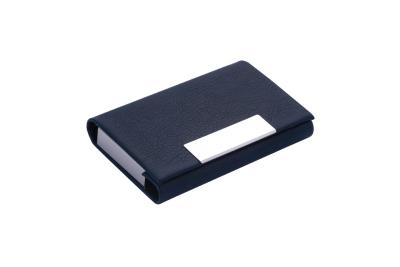 China Rectangular Metal Name Card Holder With Snap Closure Slim And Compact Holds Up To 50 Cards for sale