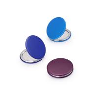 China Customized Round PU Pocket Mirror Compact Cosmetic Mirror With 1X/2X Magnification for sale