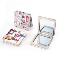 China Personalized PU Leather Compact Folding Round Foldable Cosmetic Compact Pocket Sized Beauty Mirror for sale