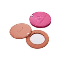 China Foldable 1X 2X Magnification PU Leather Round Compact Mirror With Logo Printing for sale
