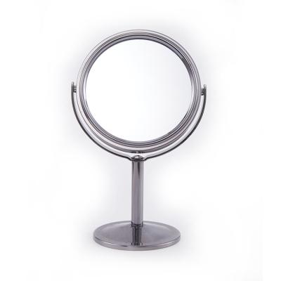 China Round Silver Cosmetic Table Top Mirror with Adjustable Design for sale