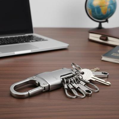 China Durable Metal Keychain Holder Zinc Alloy Construction Heavy Duty Strong Secure Key Organizer for Office Home and Travel for sale