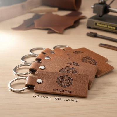 China Laser Engraving Logo Leather Key Chains Durable Rectangle Shape Perfect for Custom Business Gifts and Personalized Items for sale