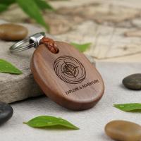 China Water-resistant Finish Personalized Wood Keyring Custom Wooden Keychains with Personalized Logos and Worldwide Shipping for sale