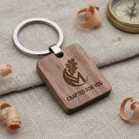 China Customized Logo Wooden Keychain Engraving Customizable Craftsmanship and Metal Key Ring Designed for Unique Marketing for sale