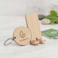 China Eco-Friendly Wooden Keychain Engraving Providing Smooth Finish Durable Wooden Phone Stand Keychain Ideal for Business Branding for sale