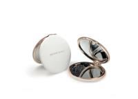 China Rose Gold Metal Compact Mirror Foldable Engraved Pocket Mirror 1cm Thick for sale